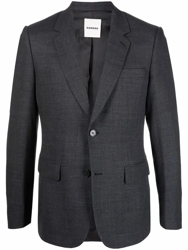 Sandro Wool Suit Jacket - Grey