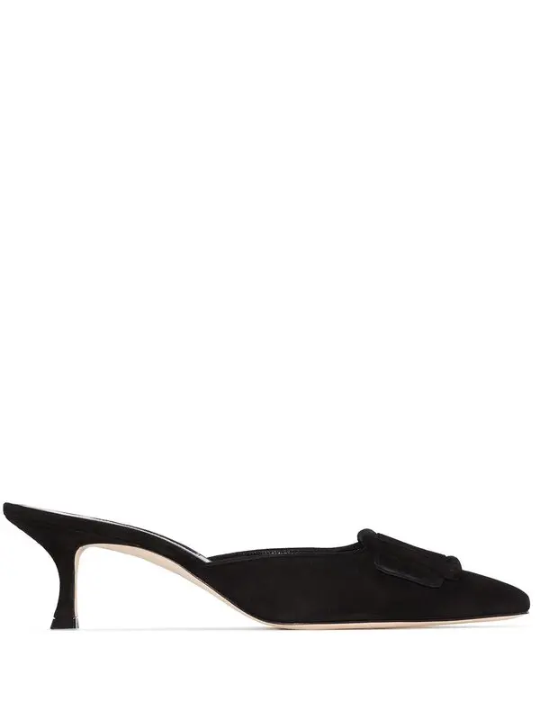 Manolo Blahnik Maysale 50mm Suede Mules - Black