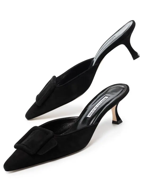 Manolo Blahnik Maysale 50mm Suede Mules - Black