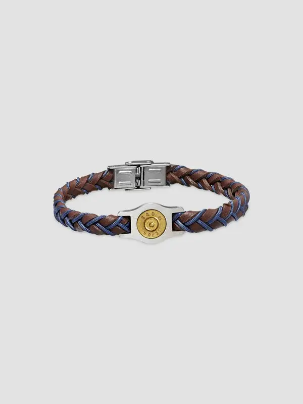 LINK UP Stainless Steel & Leather Braided Two-tone Bracelet - Neutral