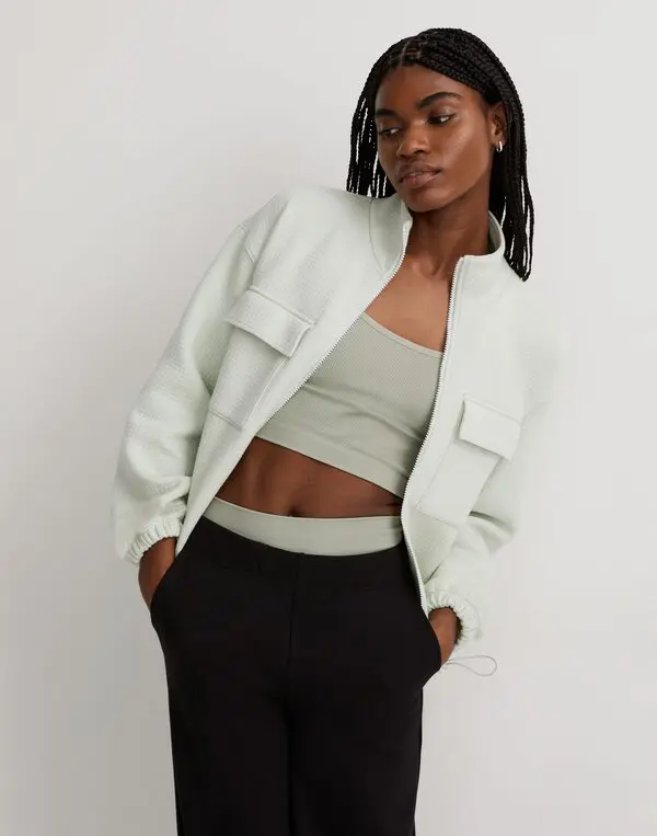 Madewell Quilted Jacquard Zip Jacket - Iced Mint
