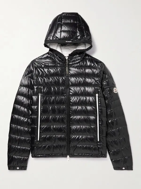 Moncler Galion Logo-appliquéd Quilted Glossed-shell Hooded Down Jacket - Black
