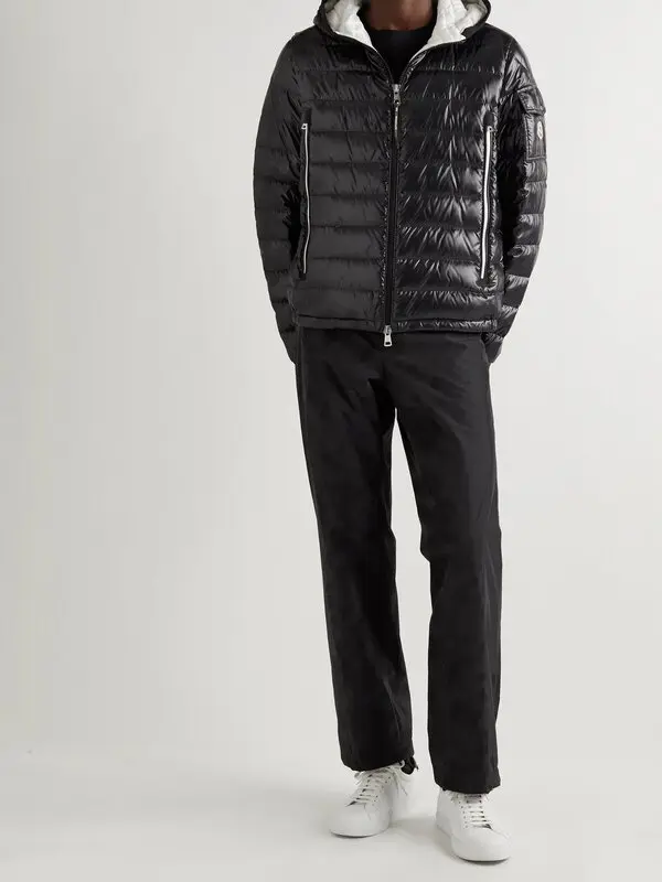 Moncler Galion Logo-appliquéd Quilted Glossed-shell Hooded Down Jacket - Black