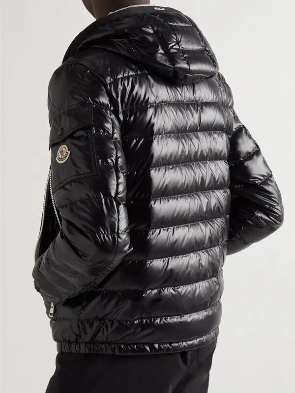 Moncler Galion Logo-appliquéd Quilted Glossed-shell Hooded Down Jacket - Black