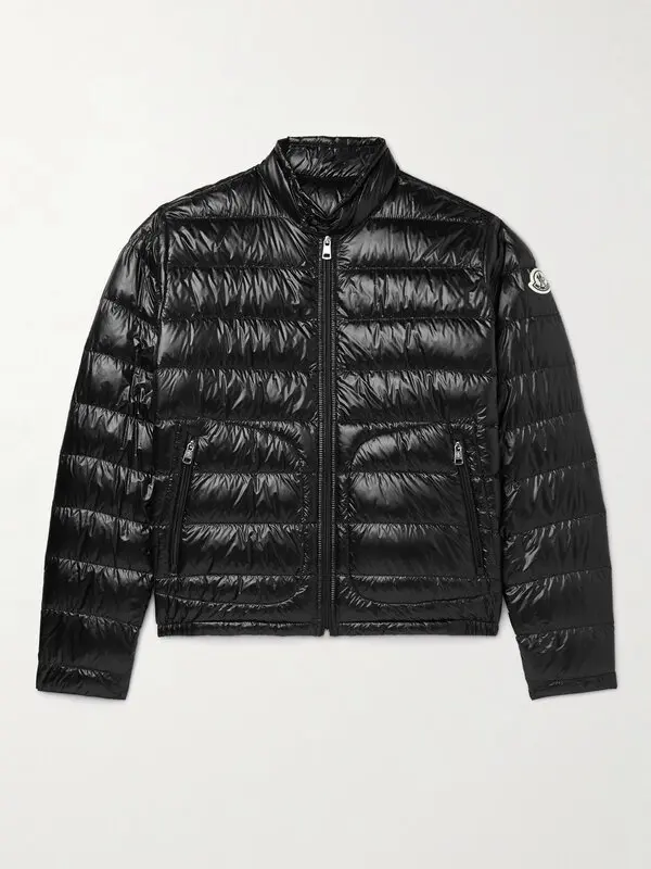 Moncler Acorus Logo-appliquéd Quilted Glossed-shell Down Jacket - Black