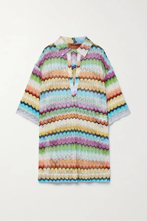 Missoni Mare Striped Crochet-knit Kaftan