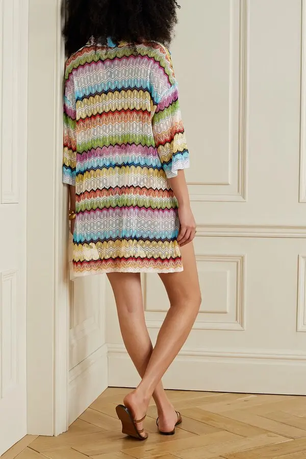 Missoni Mare Striped Crochet-knit Kaftan