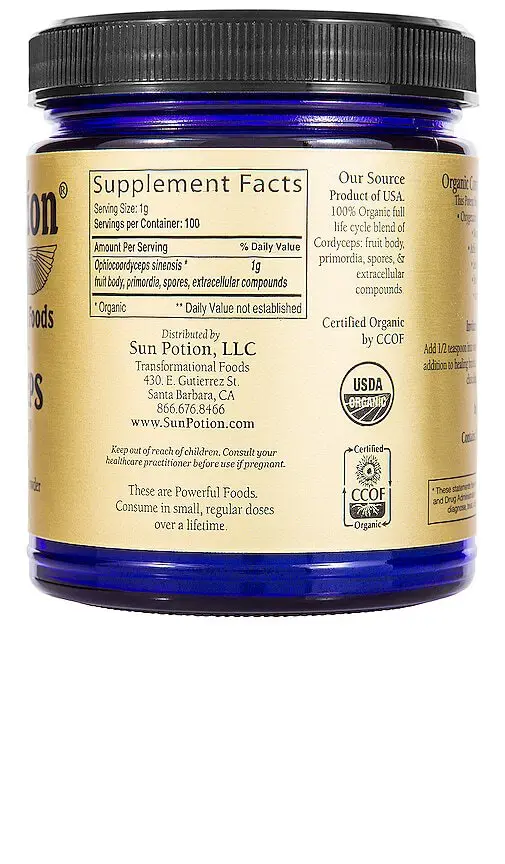 SUN POTION Cordyceps Active Adaptogen Mushroom Powder
