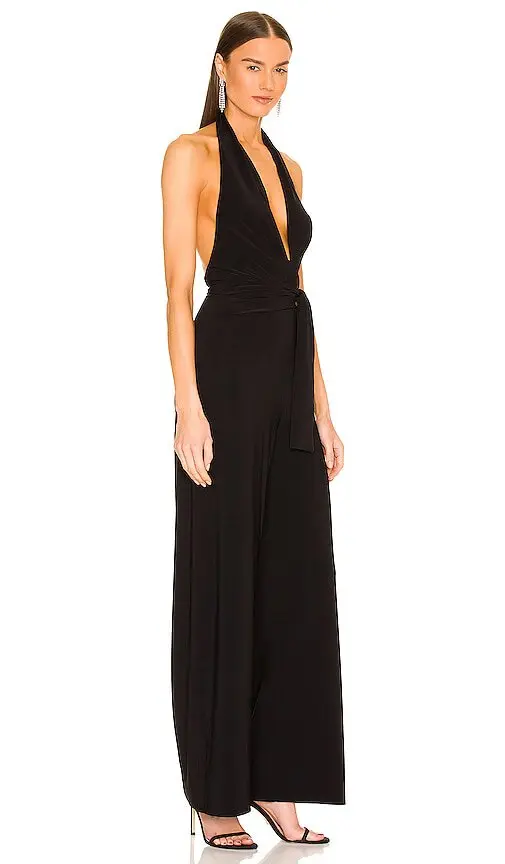 Norma Kamali Halter Wrap Straight Leg Jumpsuit