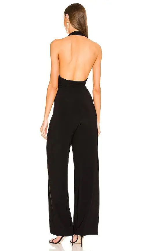 Norma Kamali Halter Wrap Straight Leg Jumpsuit