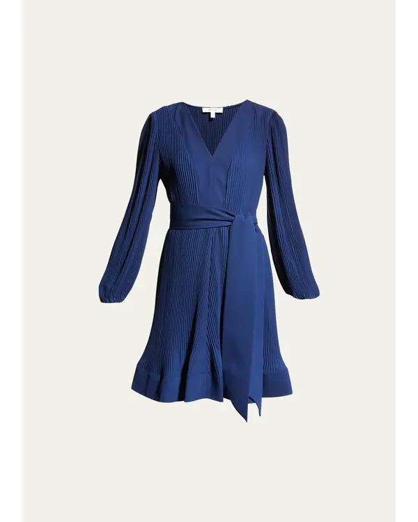 MILLY Liv Pleated Dress - Navy