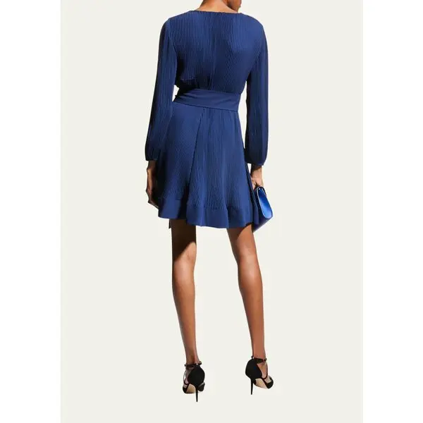 MILLY Liv Pleated Dress - Navy
