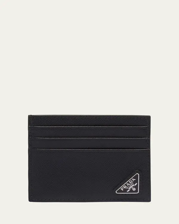Prada Saffiano Leather Logo Card Case - Nero