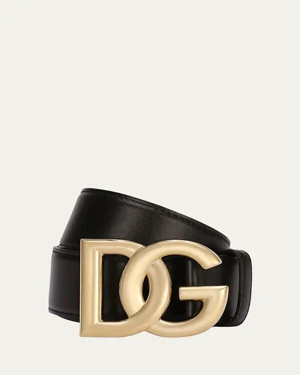 Dolce & Gabbana Dg Logo Buckle Leather Belt - Nero