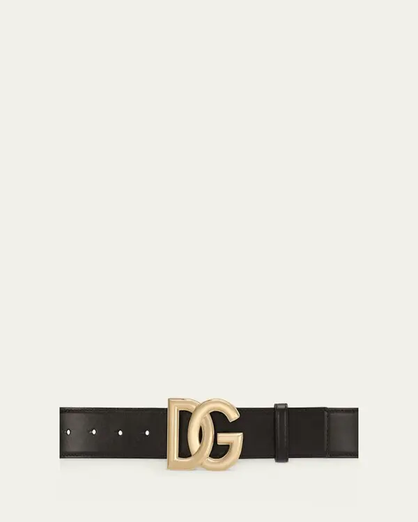 Dolce & Gabbana Dg Logo Buckle Leather Belt - Nero