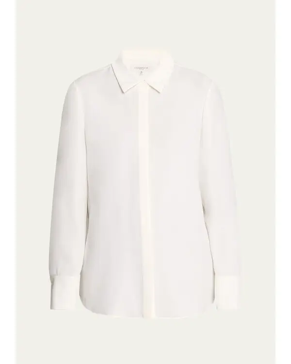 Lafayette 148 New York Scottie Silk Blouse - Ivory