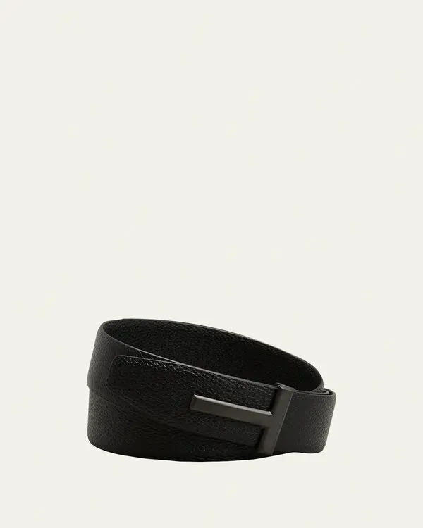 TOM FORD Reversible T-buckle Leather Belt, 40mm - Black