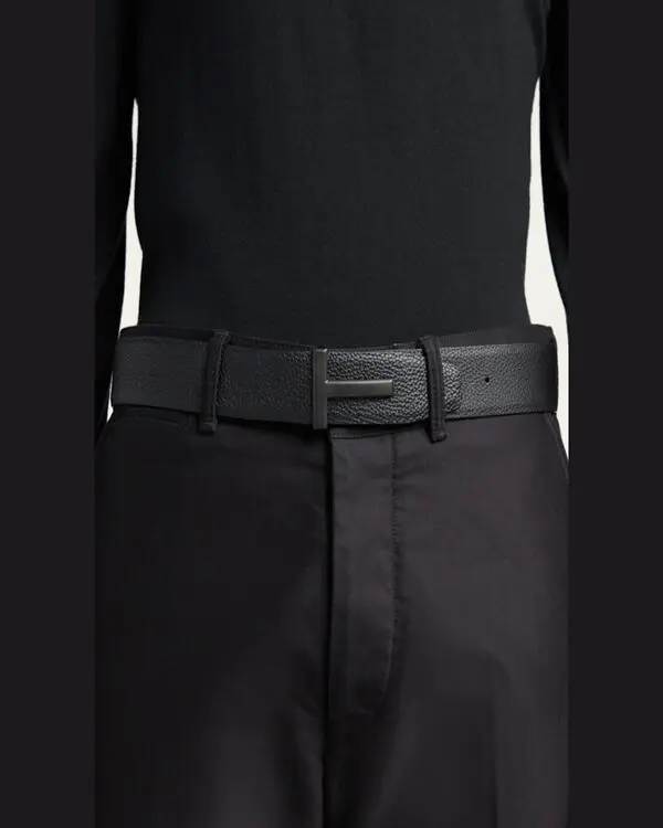 TOM FORD Reversible T-buckle Leather Belt, 40mm - Black