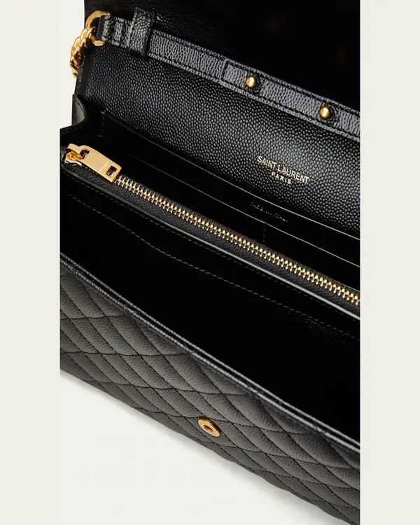 Saint Laurent Envelope Triquilt Wallet-on-chain - Black