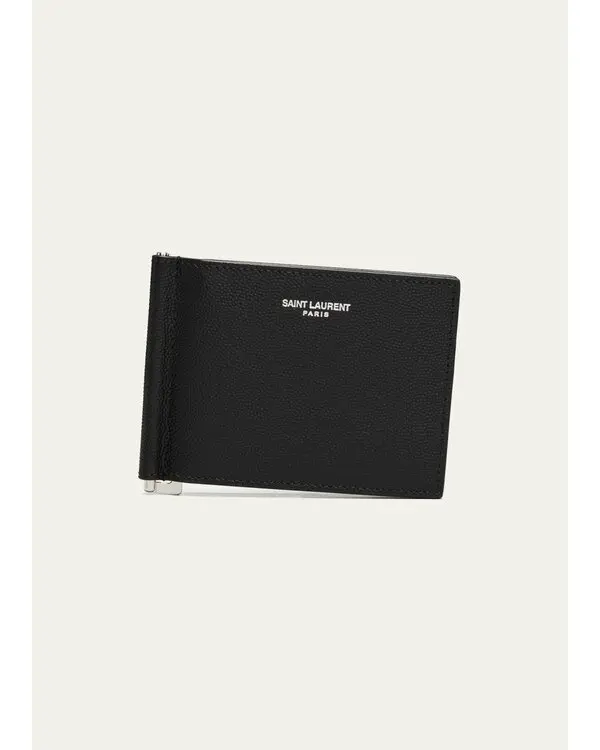Saint Laurent Leather Wallet W/ Money Clip