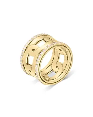Roberto Coin 18k Yellow Navarra Diamond Oval Link Ring