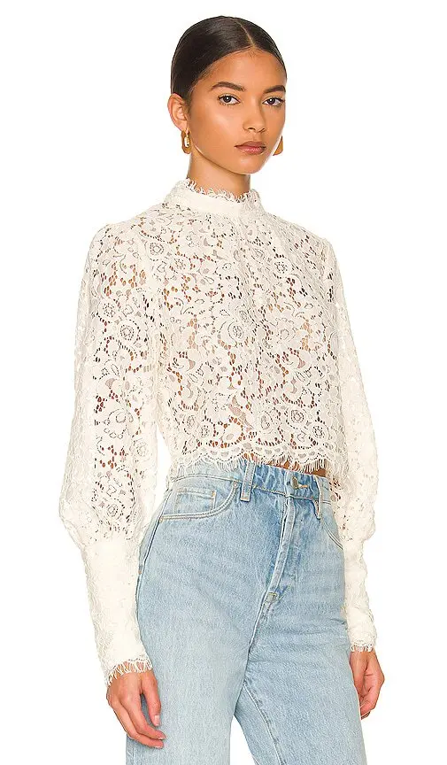 Bardot Georgia Lace Top - Oyster