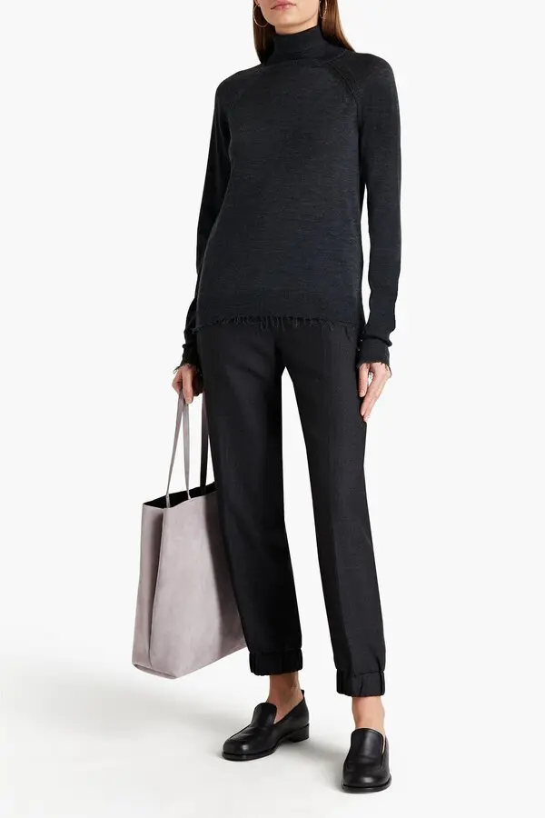 Acne Studios Frayed Mélange Wool Turtleneck Sweater
