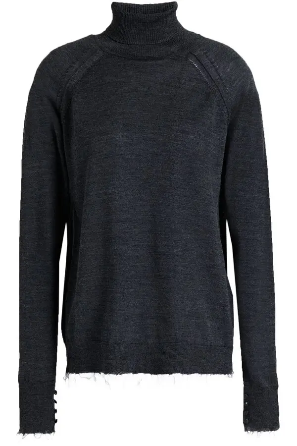 Acne Studios Frayed Mélange Wool Turtleneck Sweater