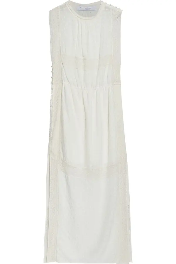 IRO PARIS Frenesy Embroidered Tullepaneled Fil Coupé Georgette Maxi Dress - Ivory