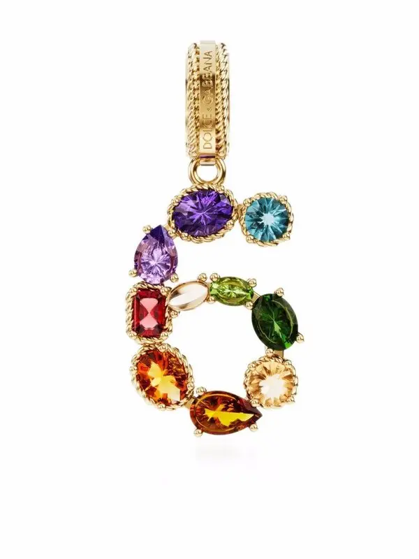 Dolce & Gabbana 18k Yellow Gemstone Letter Pendant - Gold