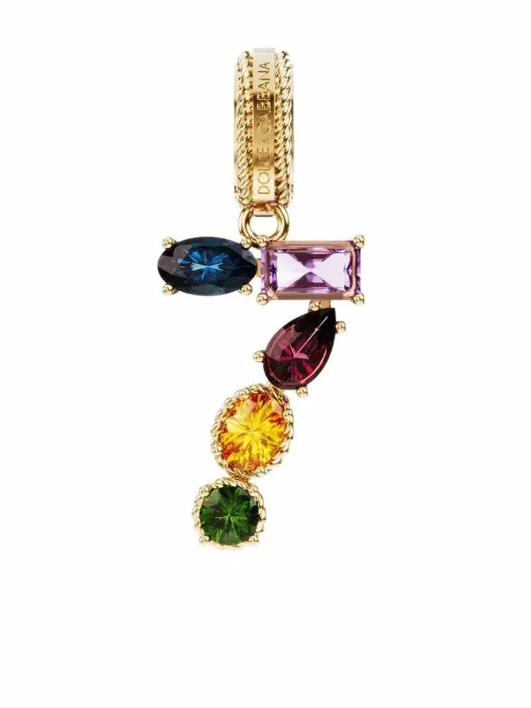 Dolce & Gabbana 18k Yellow Gemstone Number 7 Pendant - Gold