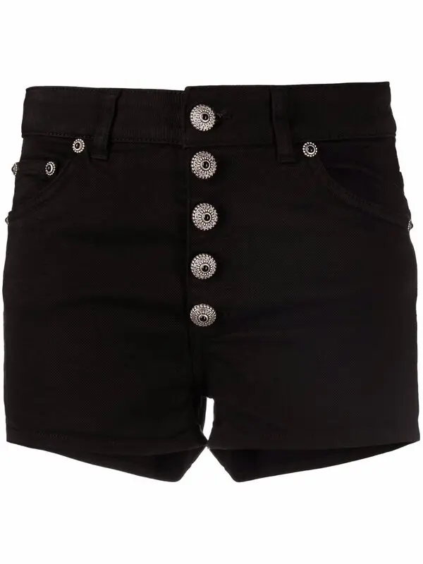 DONDUP Button-detail High-waisted Shorts - Black