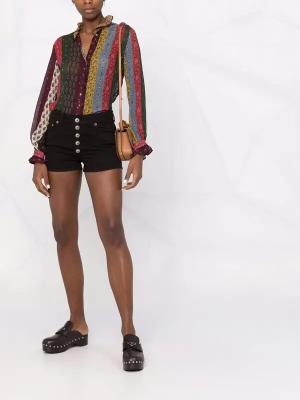 DONDUP Button-detail High-waisted Shorts - Black