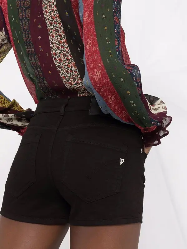 DONDUP Button-detail High-waisted Shorts - Black