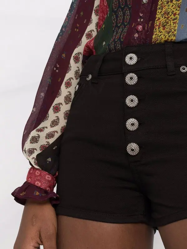 DONDUP Button-detail High-waisted Shorts - Black