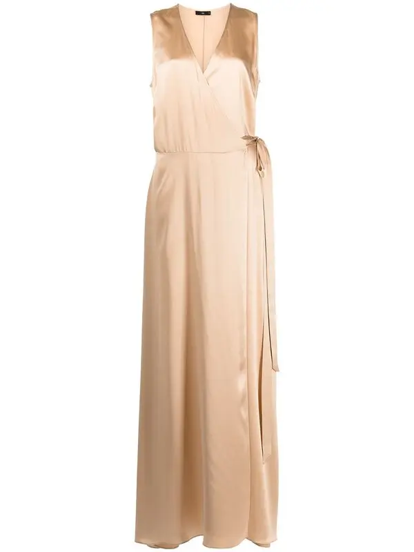 Voz Frontwards Wrap Maxi Dress - Gold - 60% Off | Editorialist