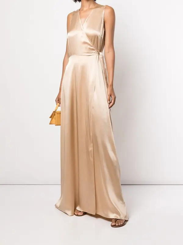 Voz Frontwards Wrap Maxi Dress - Gold