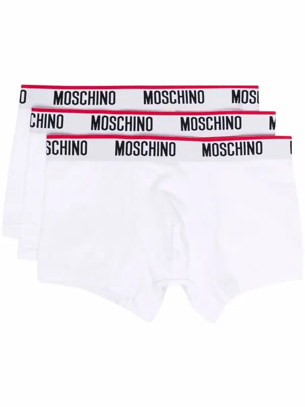 Moschino Logo-waistband Three-pack Boxers - White