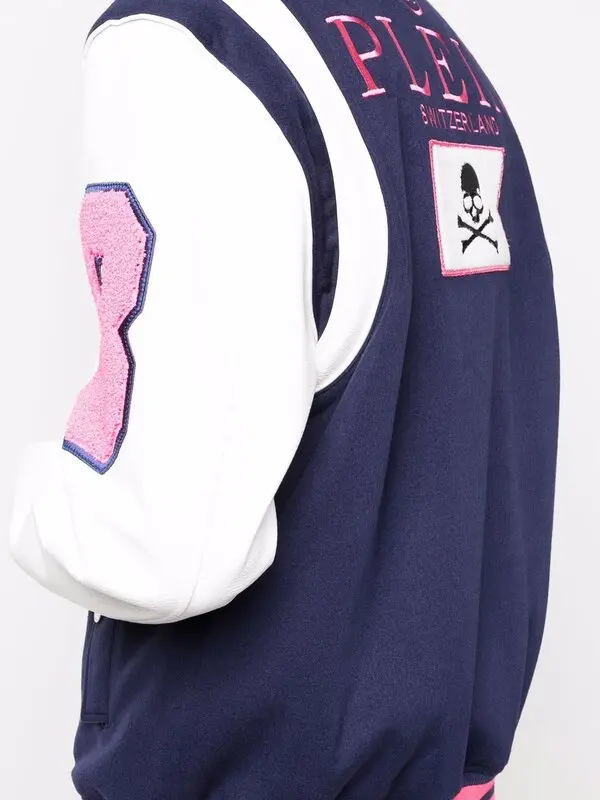 Philipp Plein Embroidered-logo Varsity Jacket - Blue