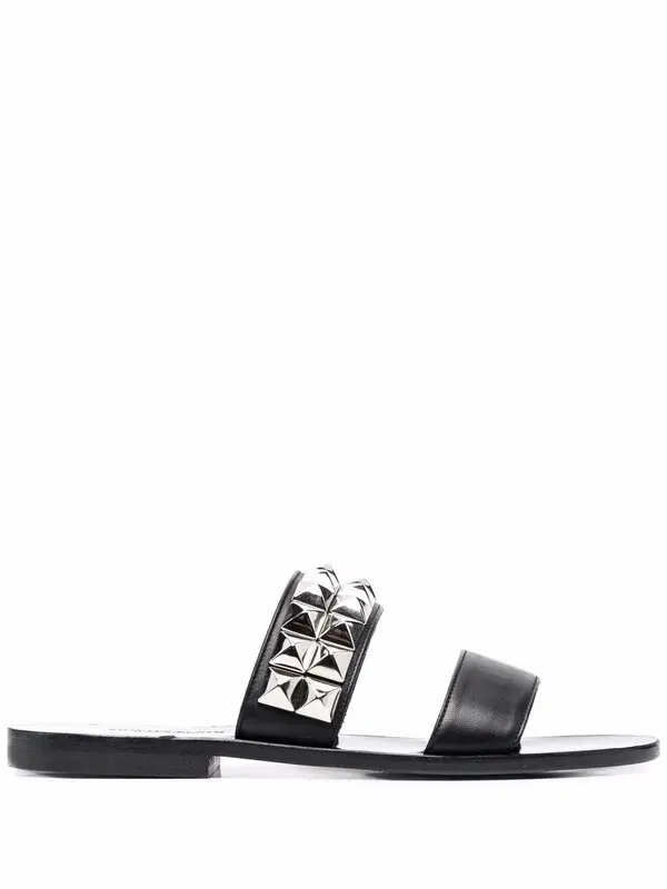 Philipp Plein Pyramid-studded Leather Sandals - Black