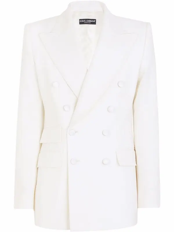 Dolce & Gabbana Double-breasted Virgin Wool Blazer - White