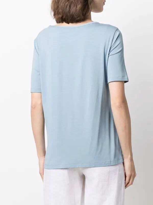 Le Tricot Perugia Scoop Neck T-Shirt In Blue - 58% Off
