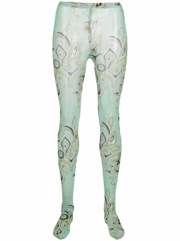 Emilio Pucci Africana-print Elasticated-waist Tights - Green