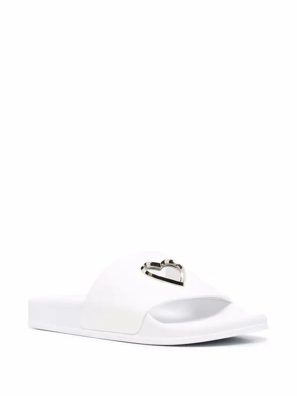 Red Valentino Heart Plaque Slides - White