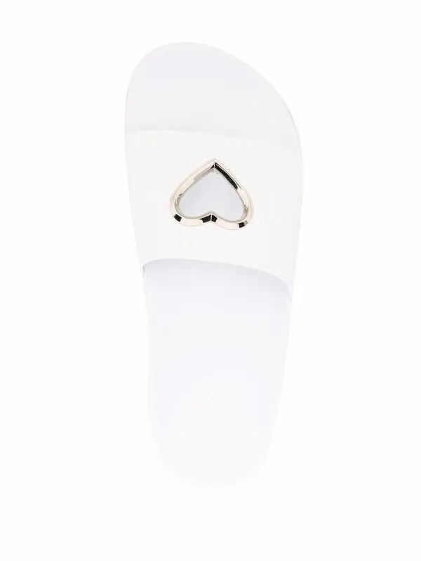 Red Valentino Heart Plaque Slides - White