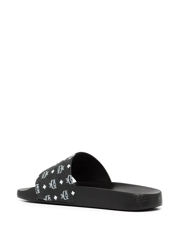 Mcm Monogram Print Slides - Black