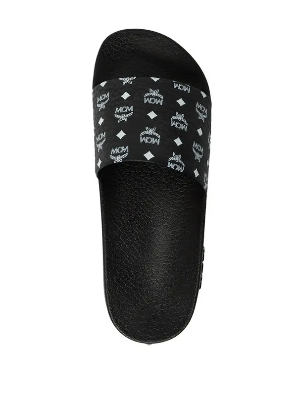 Mcm Monogram Print Slides - Black
