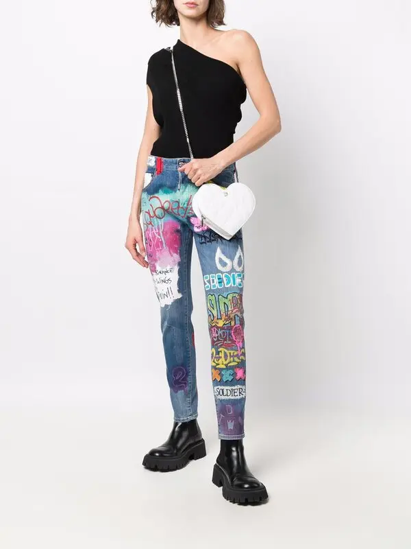 Dsquared2 Graffiti-Print Skinny Jeans In Blue - 58% Off | Editorialist