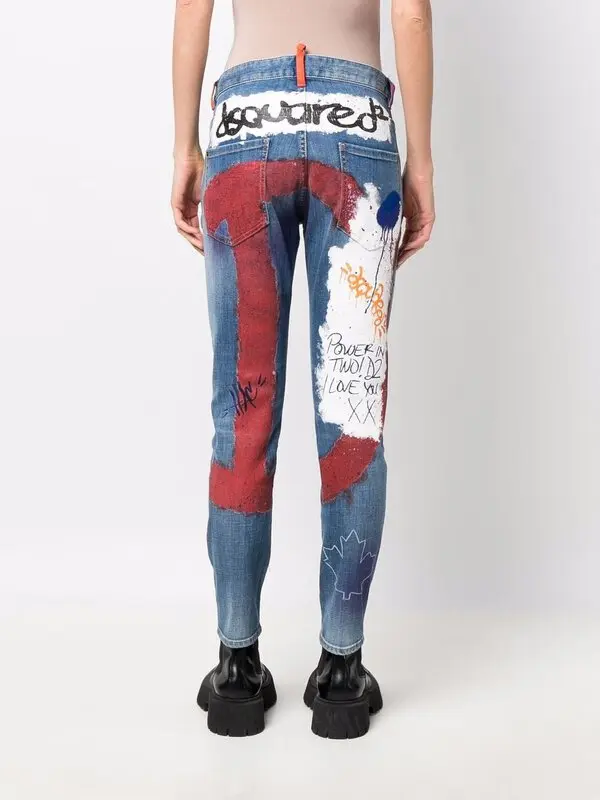 Dsquared2 Graffiti-Print Skinny Jeans In Blue - 58% Off | Editorialist