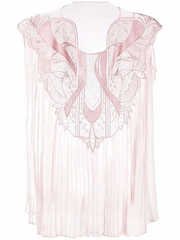 Alberta Ferretti Lace-embellished Silk Top